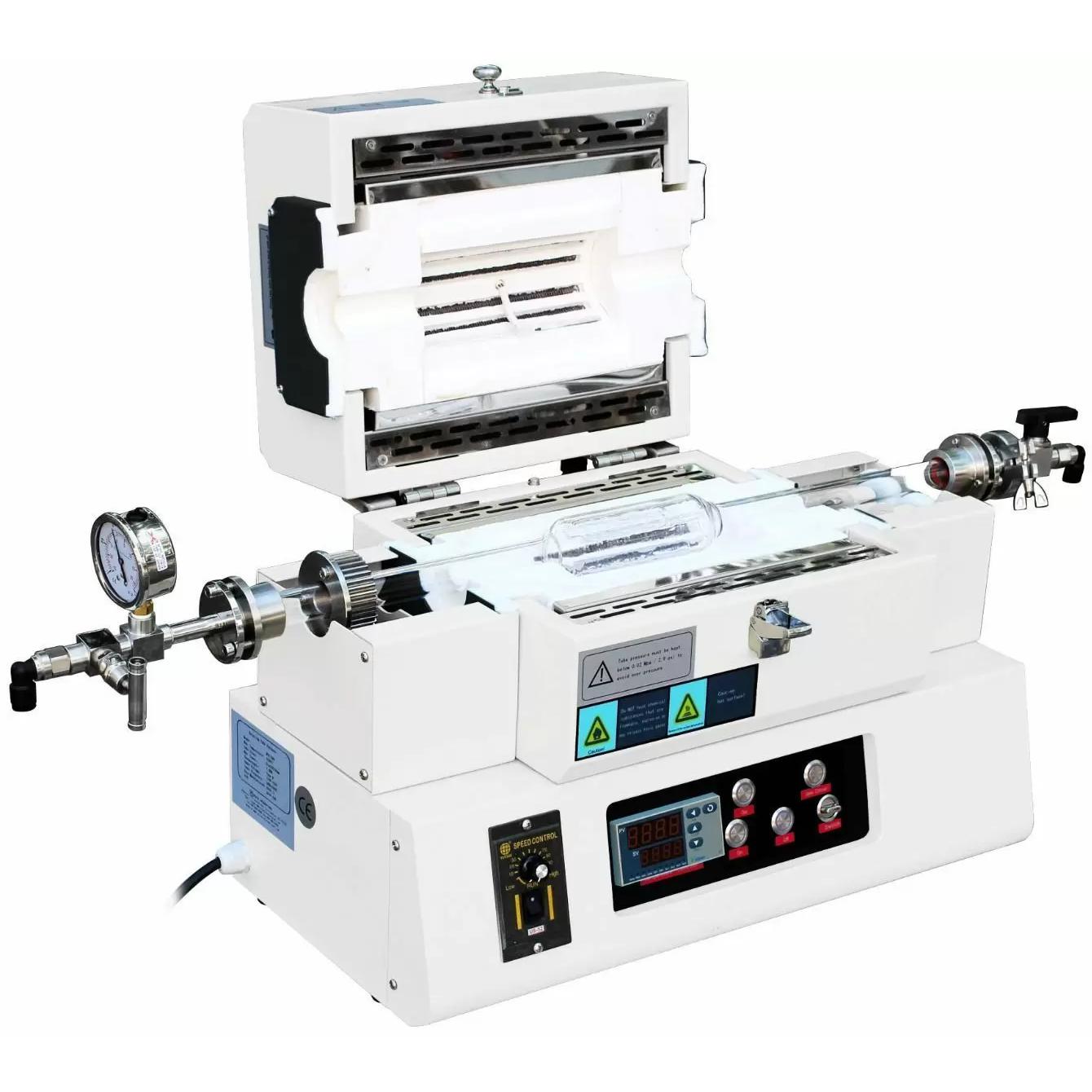 Tube Furnace, Compact Rotary Open Top, Quartz Tube, 1-Zone, 1200°C